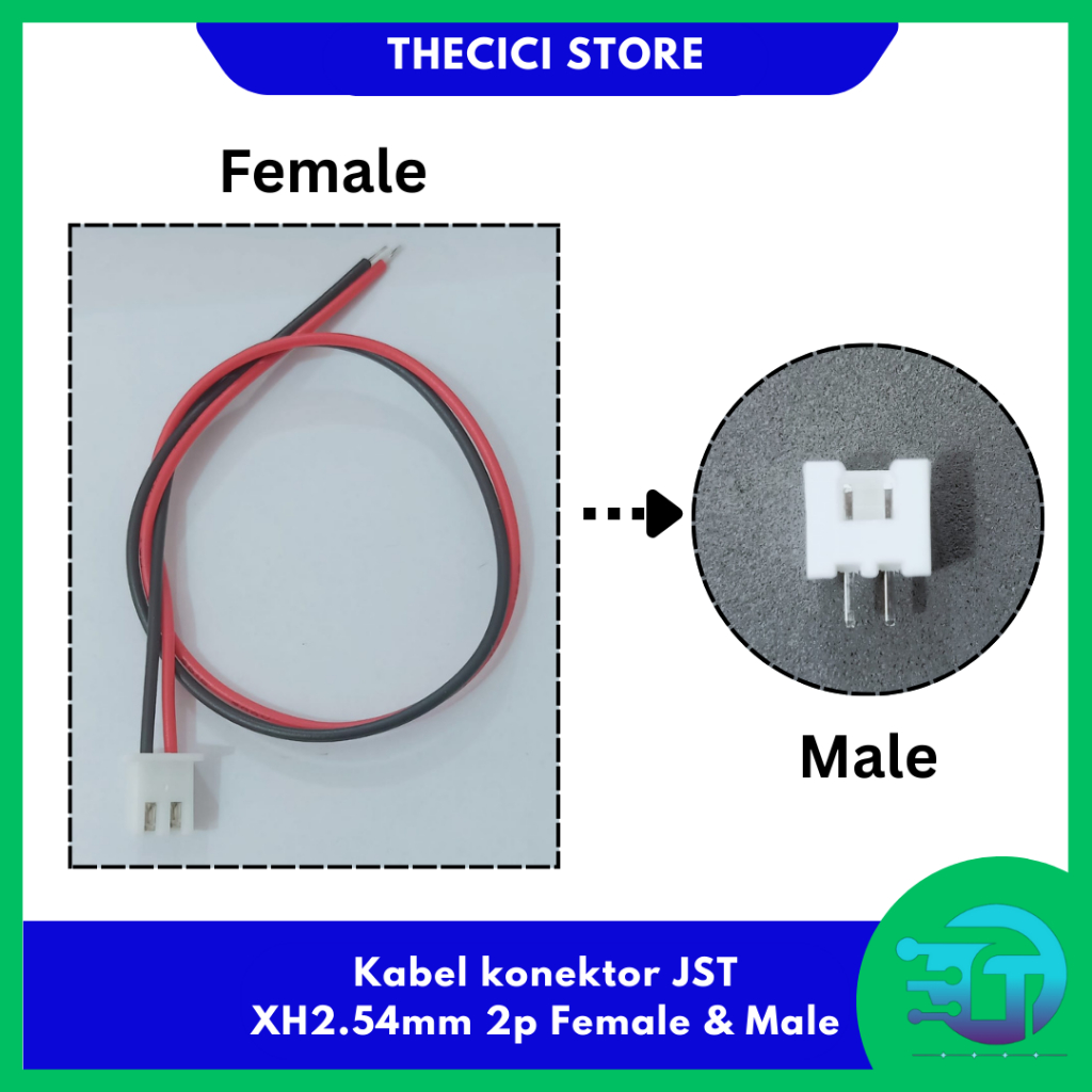 Jual Kabel Konektor Terminal CONNECTOR JST XH2.54 XH 2.54 mm 20CM 2 Pin 2P | Shopee Indonesia