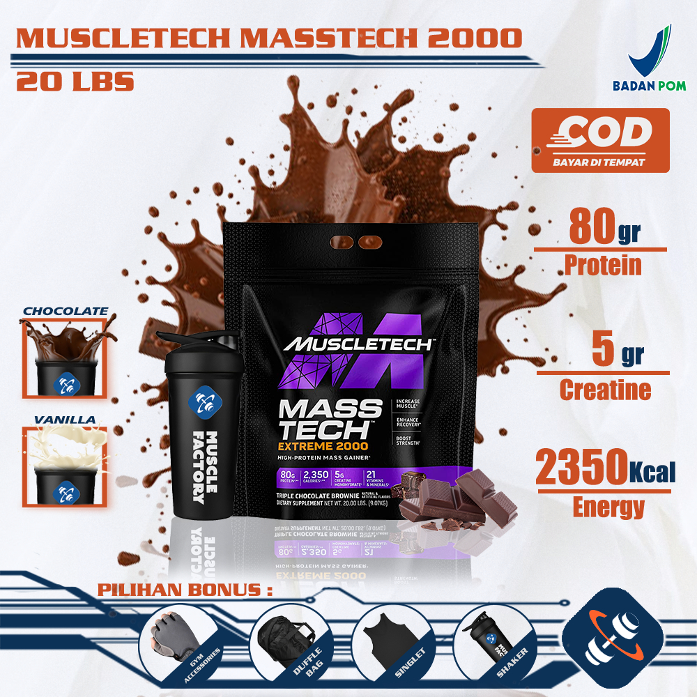 Jual Muscletech Masstech Extreme 2000 20 Lbs Mass Gainer | Shopee Indonesia