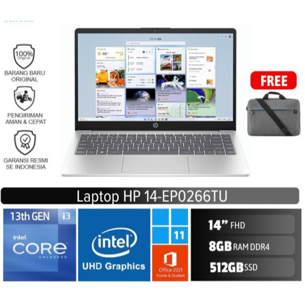 Jual HP NOTEBOOK 14-ep0266TU CORE i3-1315U (WINDOWS 11 + OHS) + TAS ...