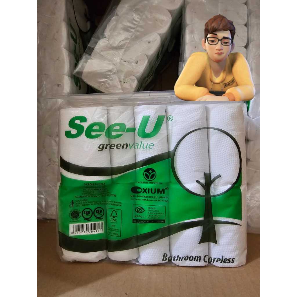 Jual TISSUE SEE-U ROLL CORELESS GREEN VALUE TISU TOILET ROL MEJA MAKAN ...