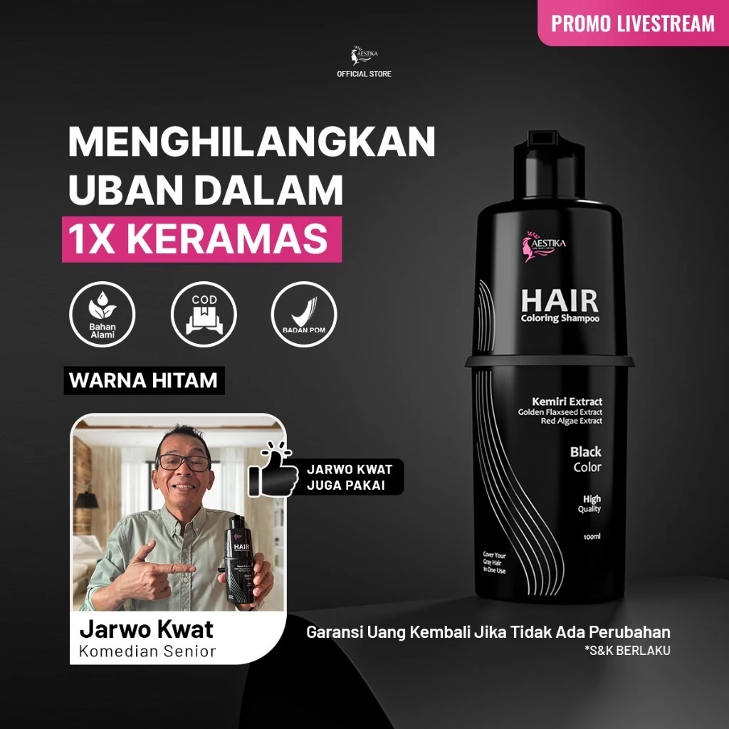 Jual Aestika Shampoo Penghilang Uban Penghitam Rambut Original | Shopee ...