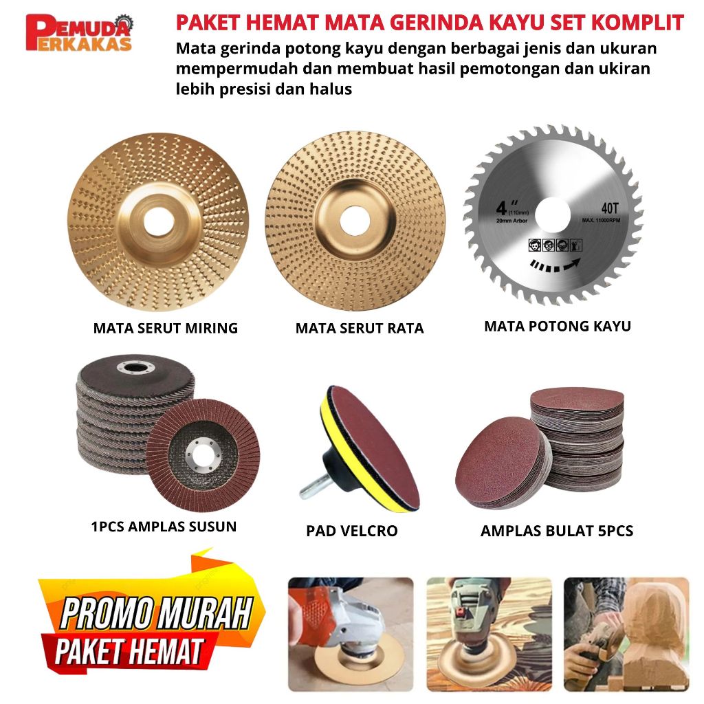 Jual PAKET LENGKAP Mata Gerinda Serut Parut Mata Potong Kayu Amplas ...