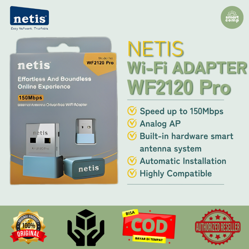 Jual NETIS WF2120 Pro USB Adapter Wifi 150Mbps Netis WF2120 Pro For PC/Laptop | Shopee Indonesia