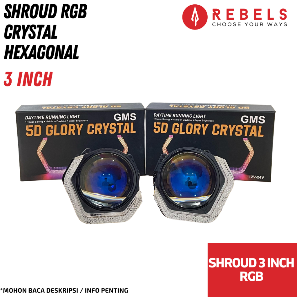 Jual Shroud Hexagonal RGB 5D Glory Crystal 3 Inch Bluetooth App Ready ORIGINAL Untuk Motor Dan ...