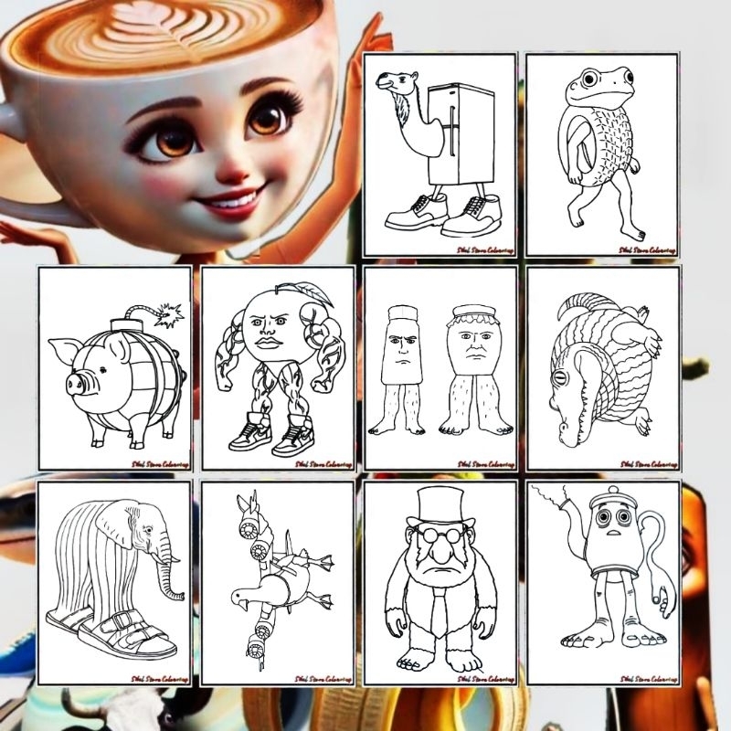 Jual KERTAS GAMBAR MEWARNAI ANOMALI ITALIAN BRAINROT V2 / TUNG TUNG ...