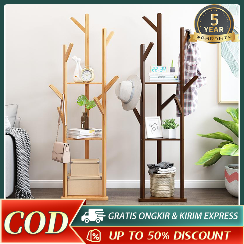 Jual Rak Kayu Multifungsi Anti Goyang | Gantungan Baju & Topi Minimalis ...
