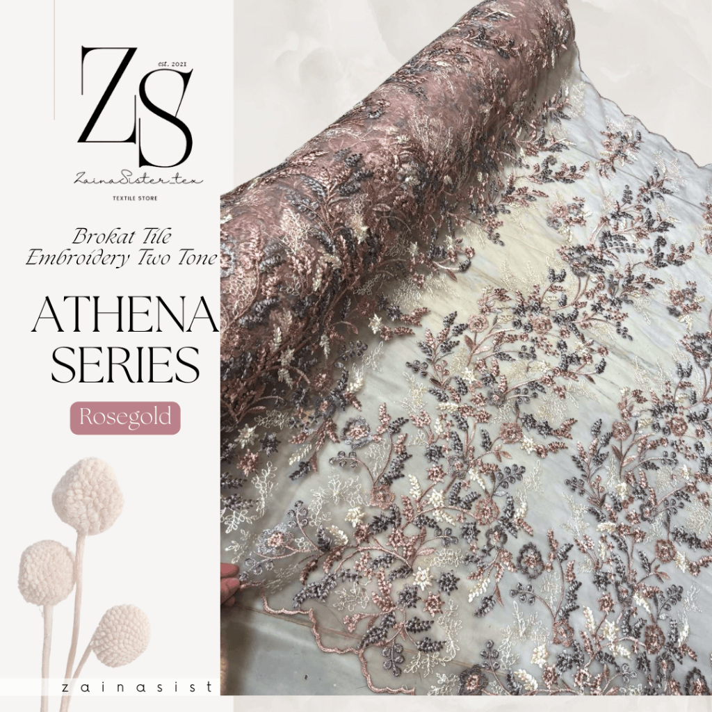 Jual (0,5 Meter) Kain Brokat Tile Embroidery Two Tone Bordir Premium ...