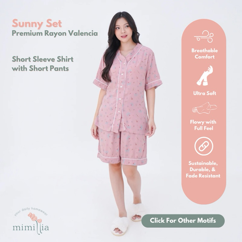 Jual MIMILLIA Piyama Setelan Pendek Wanita Kekinian Rayon Pajamas - Sunny Set | Shopee Indonesia