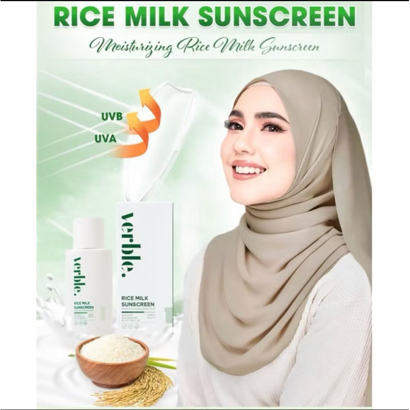 Jual VEBRLE RICE MILK SUNSCREEN 50 ML - VERBLE SUNSCREEN | Shopee Indonesia