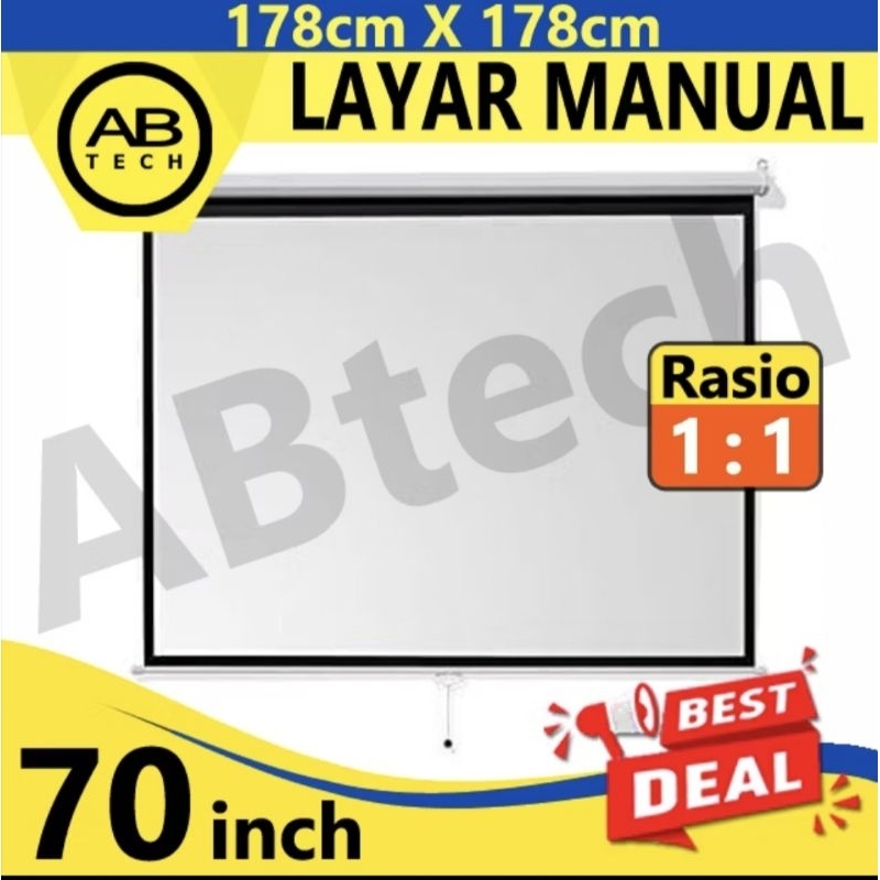 Jual Layar Proyektor Gantung Manual 70 inch Rasio 1:1 - Screen ...