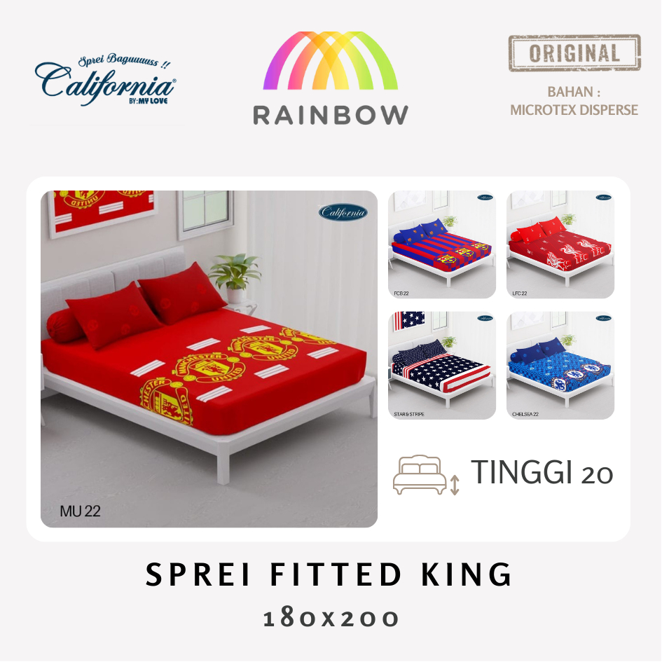 Jual [BOLA] California - Sprei FITTED King (180x200) OFFICIAL Terlaris ...