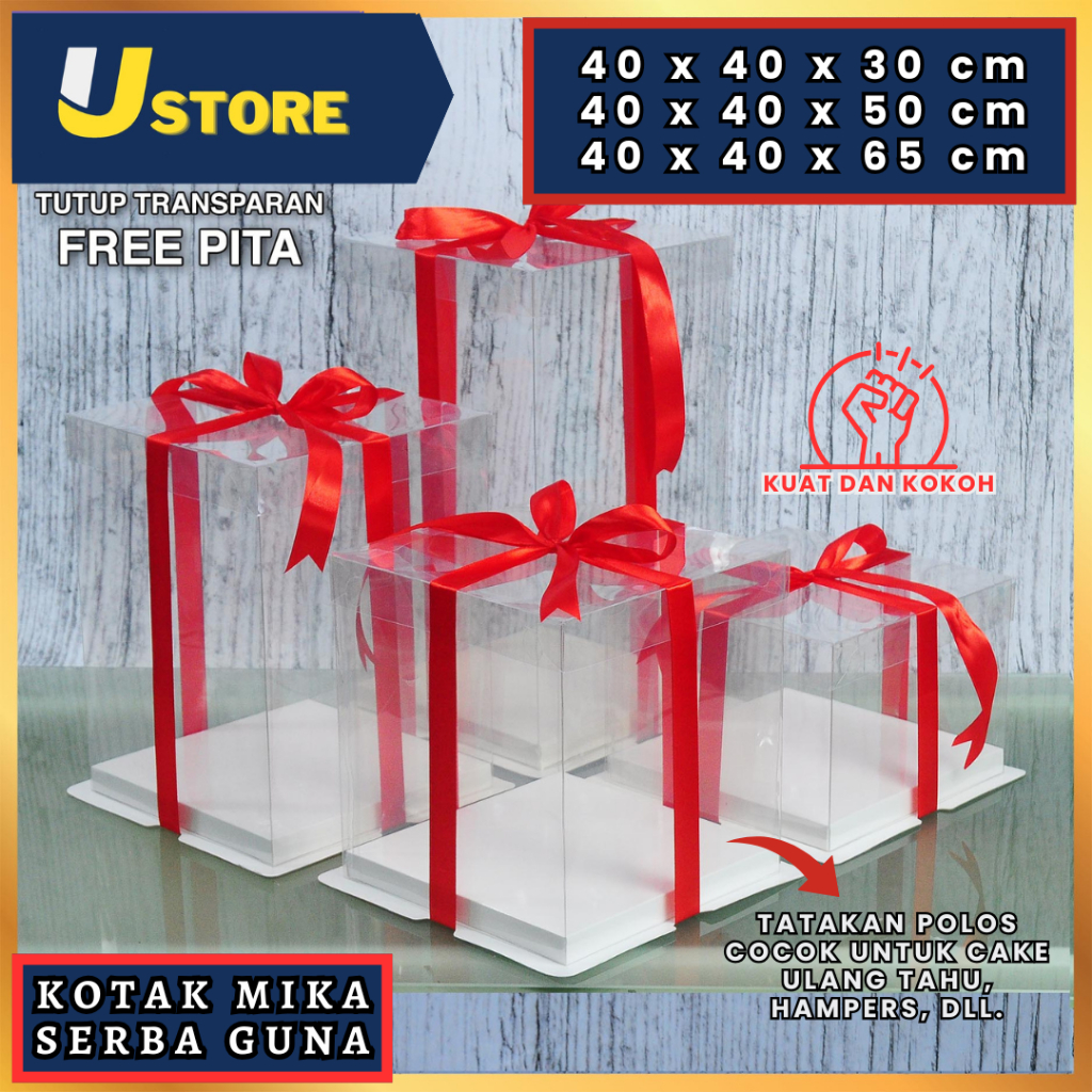 Jual Cake Box Mika Dus Kue Kotak Kue 40x40 cm Tutup Transparant PET ...