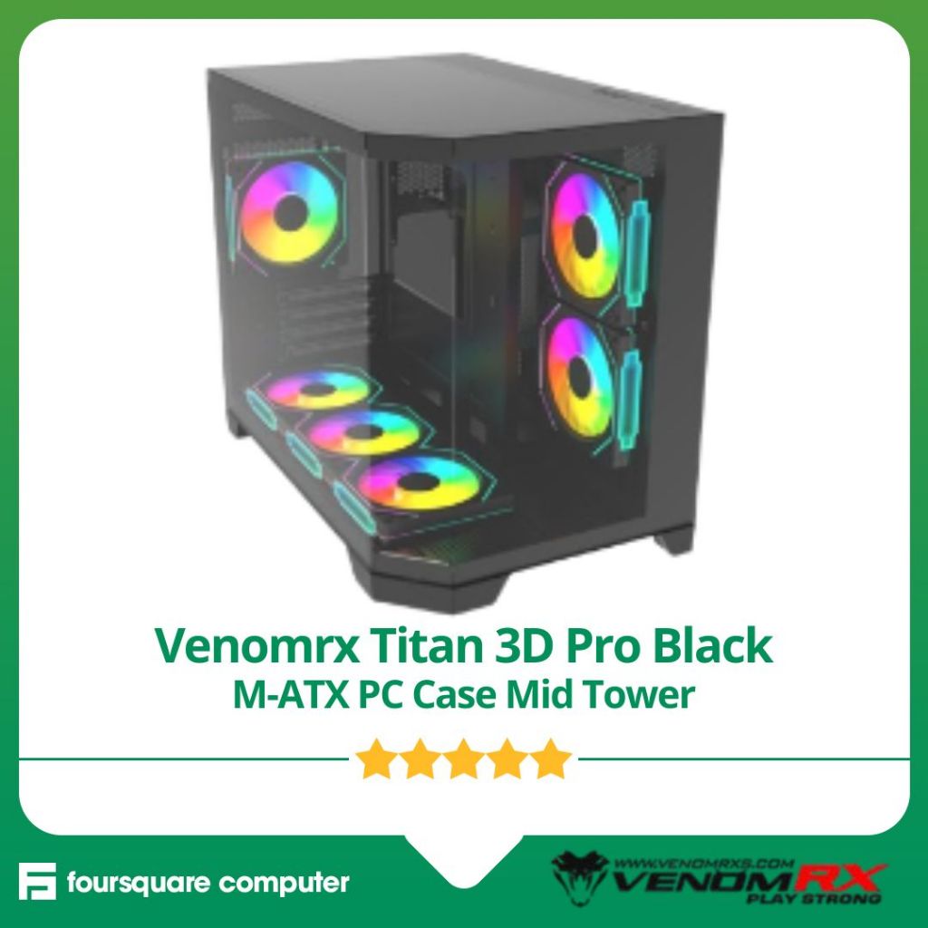 Jual VenomRX Titan 3D Pro Black M-ATX PC Case Casing Mid Tower | Shopee ...