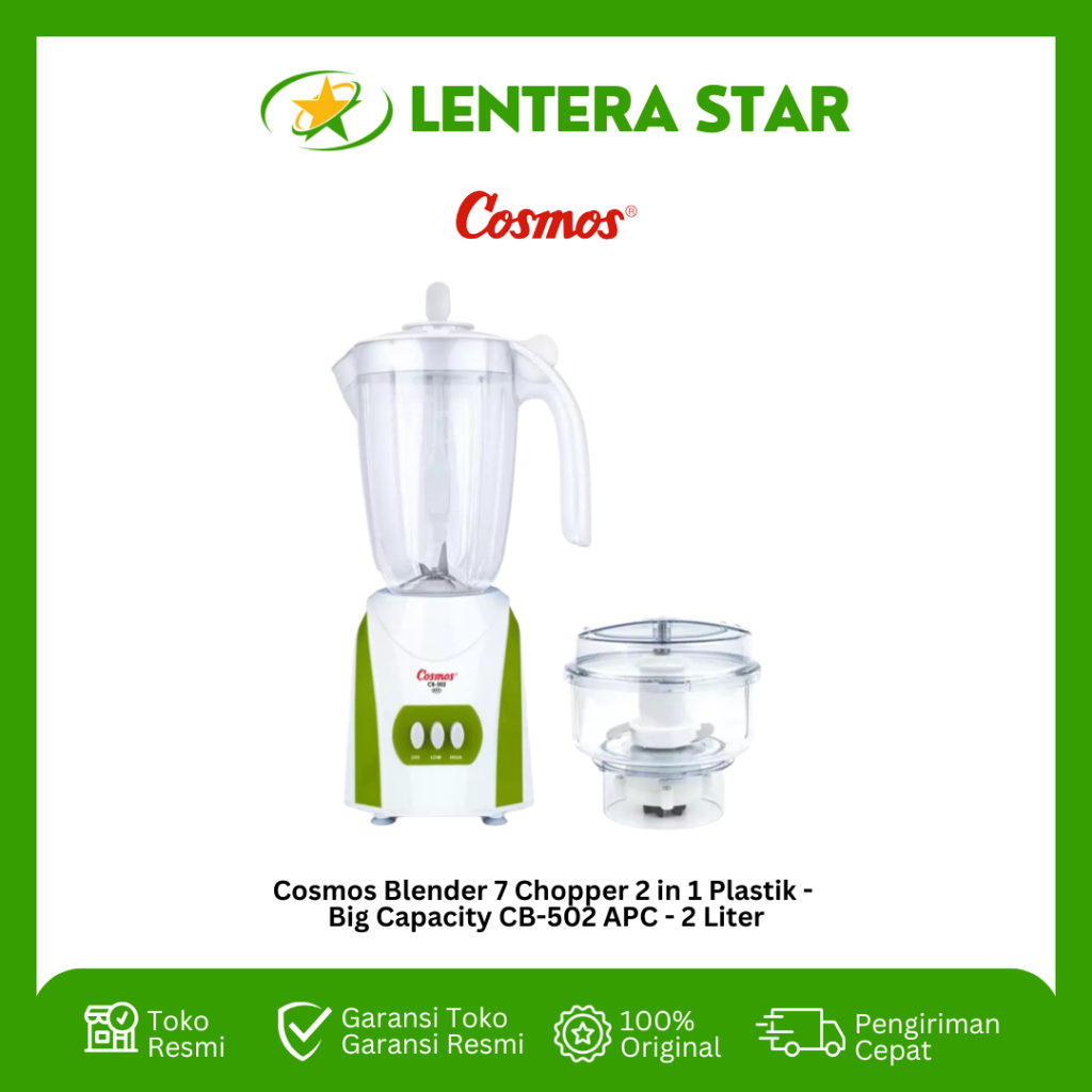 Jual Cosmos Blender & Chopper 2 in 1 Plastik - Big Capacity CB-502 APC ...