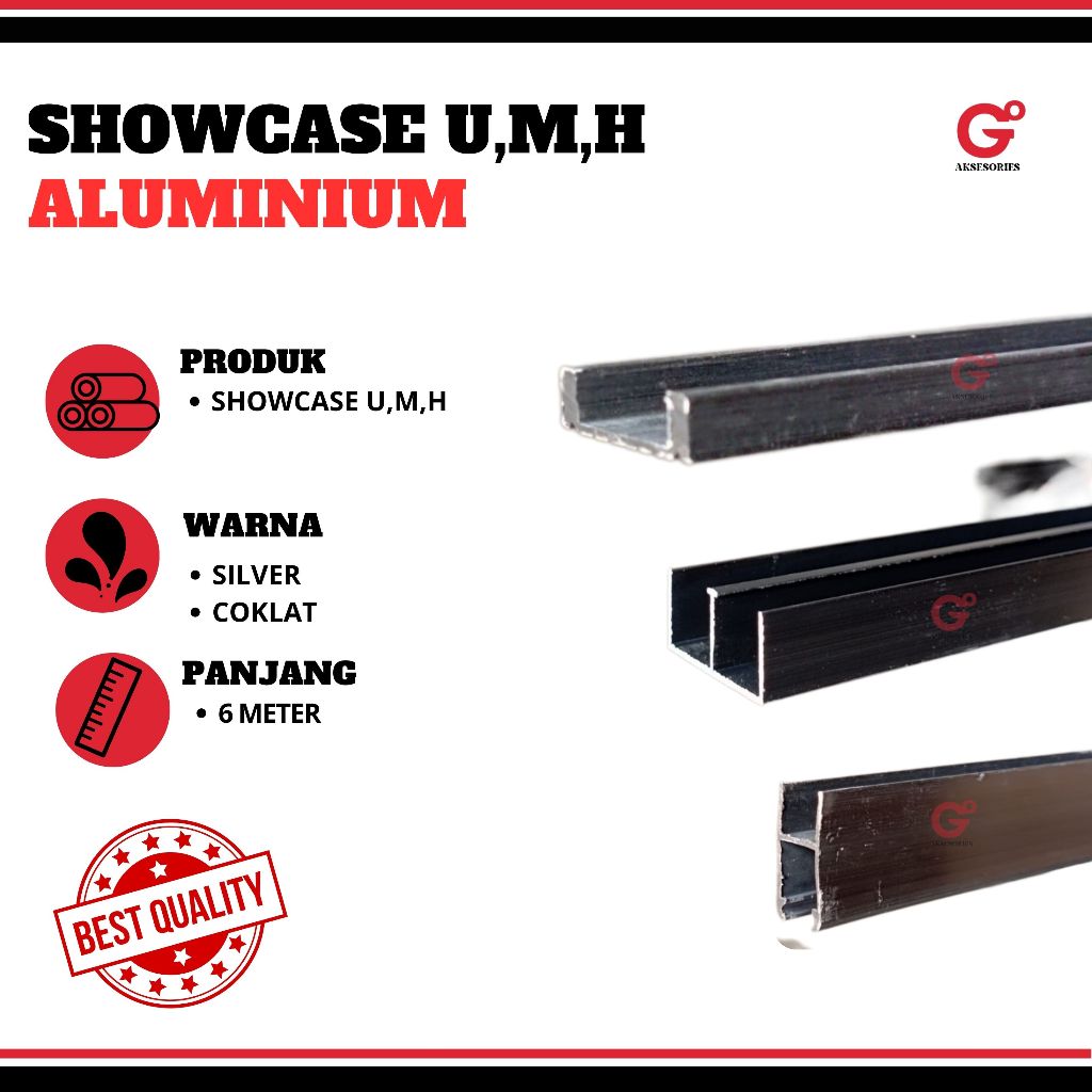 Jual U,M,H Silver Etalase Aluminium / Rel Kaca Showcase Etalase ...