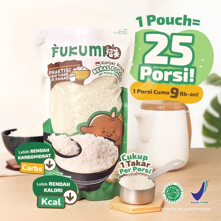 Jual Fukumi Beras Porang Pouch 1 Kg Konjac Rice Low Carb | Shopee Indonesia