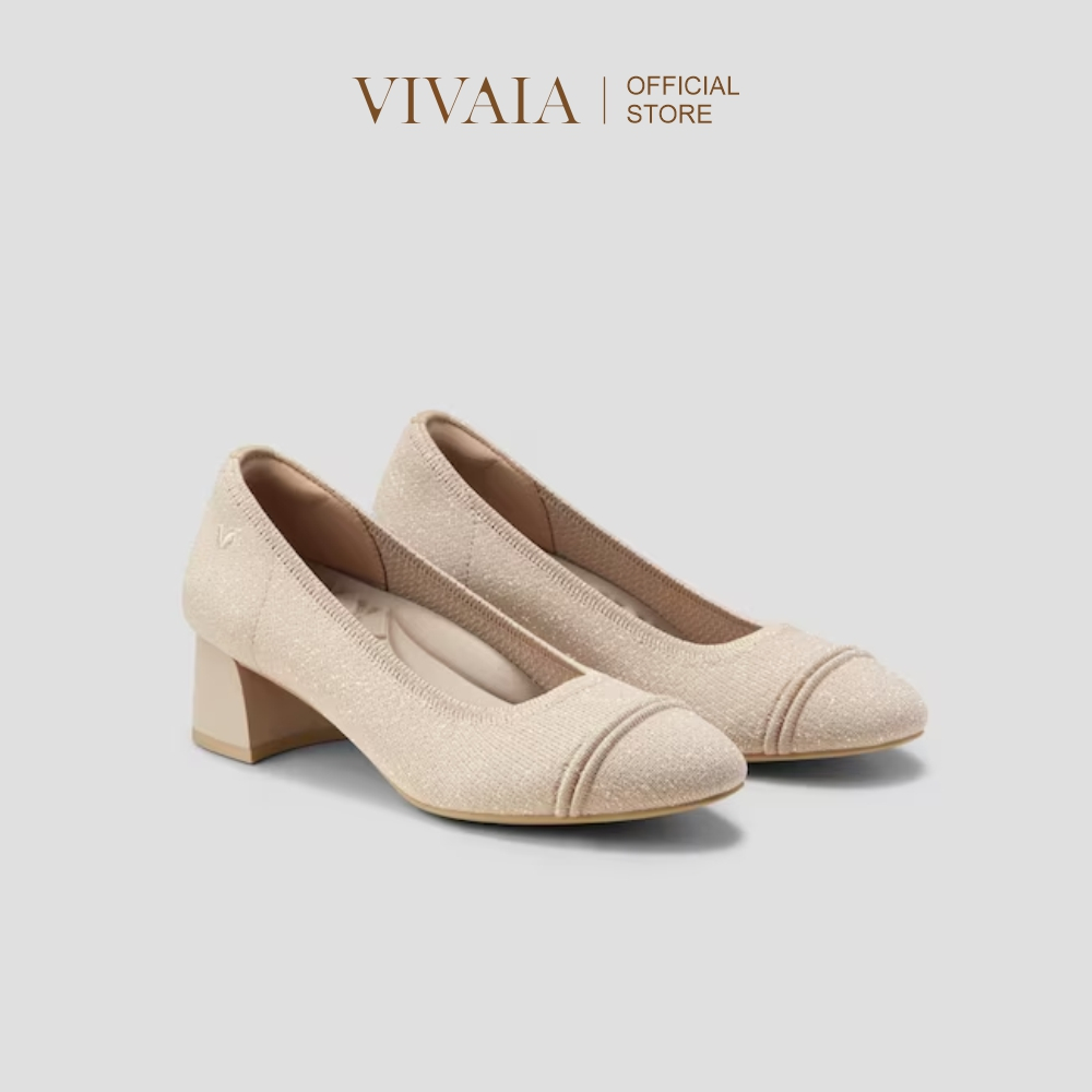 Jual VIVAIA Sepatu Wanita Almond-Toe Chunky Heels (Julie Pro) - Golden ...