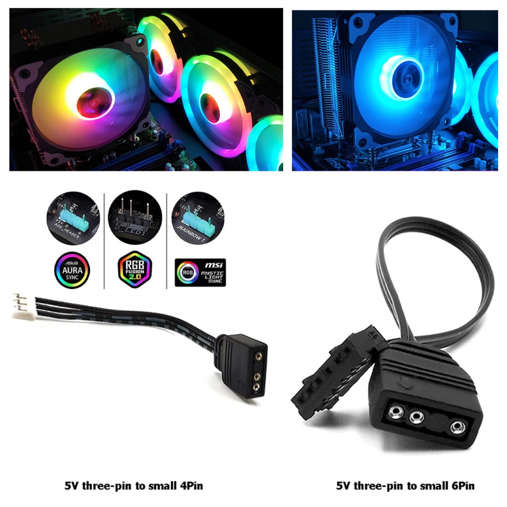 Jual Kabel Konverter 6pin / 4pin ke 3pin untuk 5V COOLMOON Fan ARGB ...