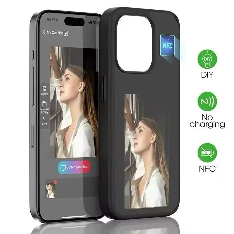 Jual DIY NFC E-Ink Screen 4 Colour AI Photo Smart Case for iPhone 13 14 15 16 Pro Max Plus Ganti ...