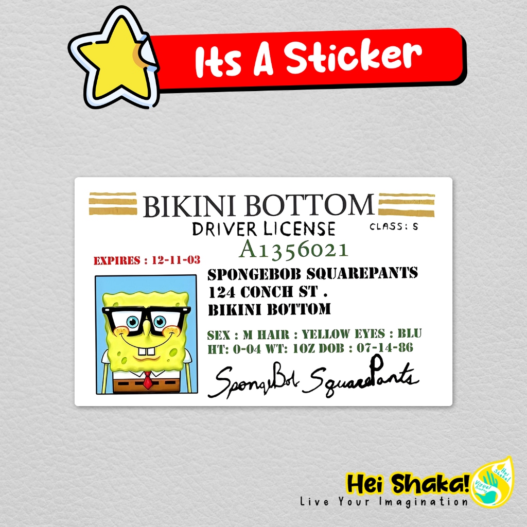 Jual Stiker Spongebob Bikini Bottom Driver License Sticker Kartun Lucu ...