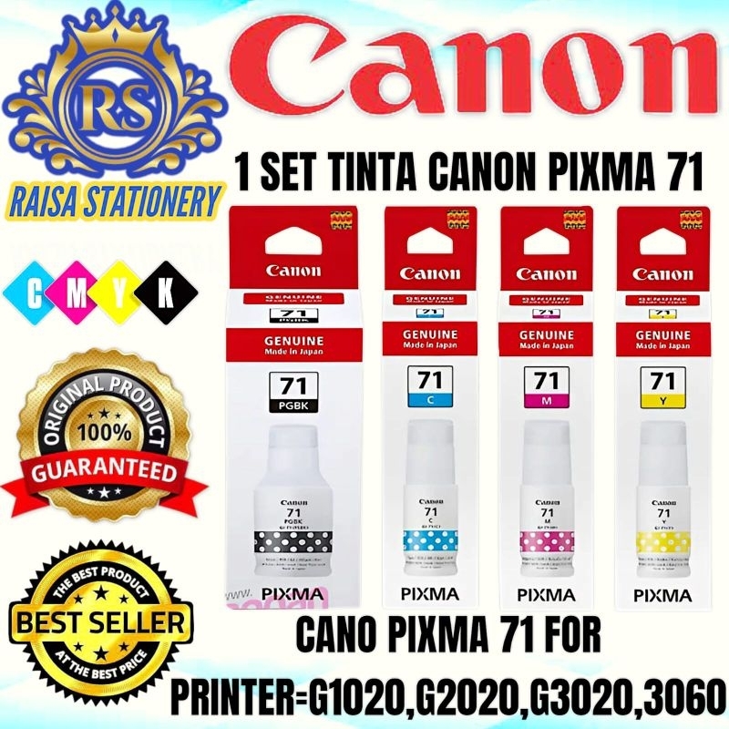 Jual 1 SET TINTA CANON 71 GI71 ORIGINAL PIXMA G1020, G2020, G3020 ...