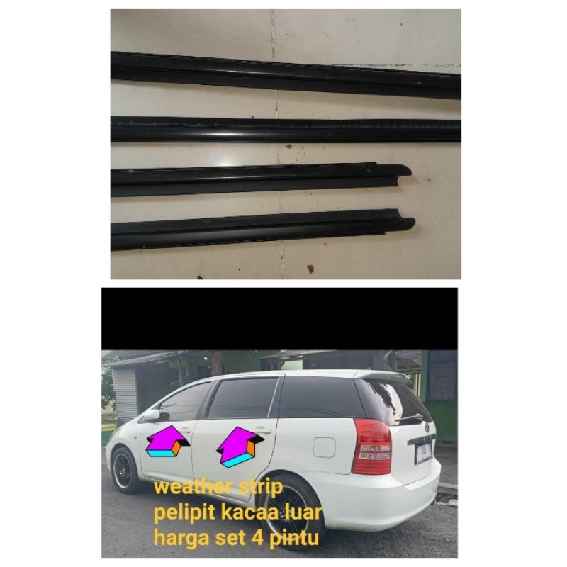 Jual weather strip mobil pelipit kaca luar toyota wish set 4 pintu ...