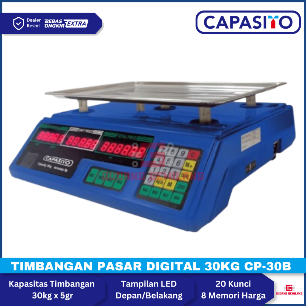 Jual Timbangan Digital 30kg Meja Laundry Barang Buah Sembako BIRU CP30B CAPASITO | Shopee Indonesia