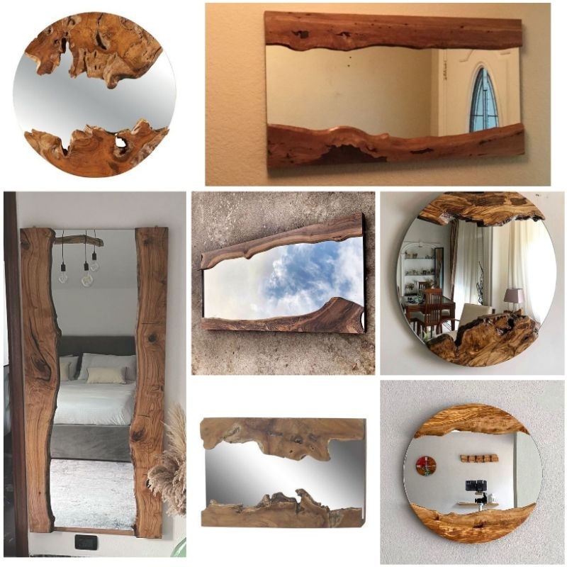 Jual [ PACKING KAYU ️ ] Teak Wood Mirror Aesthetic/Cermin Kayu Jati ...
