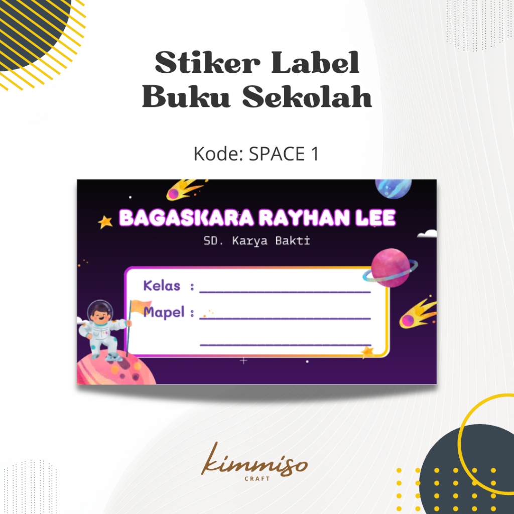 Jual [Kimmiso] Stiker Label Nama Buku Sekolah Tema SPACE Harga Satuan ...