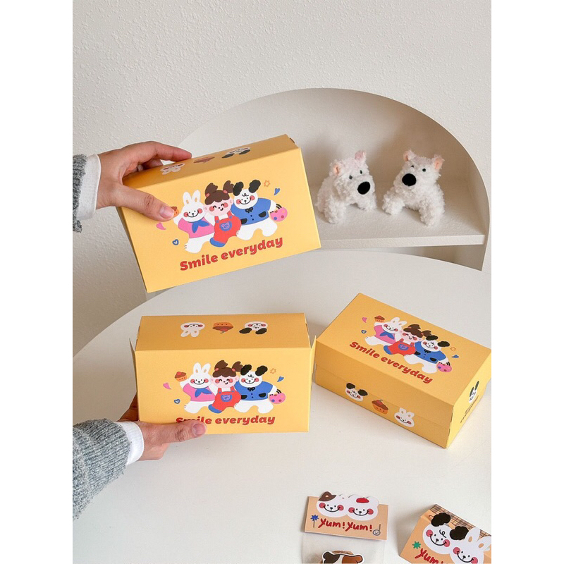 Jual Kotak kue | Cookie Box | Cute packaging | yellow cartoon box ...