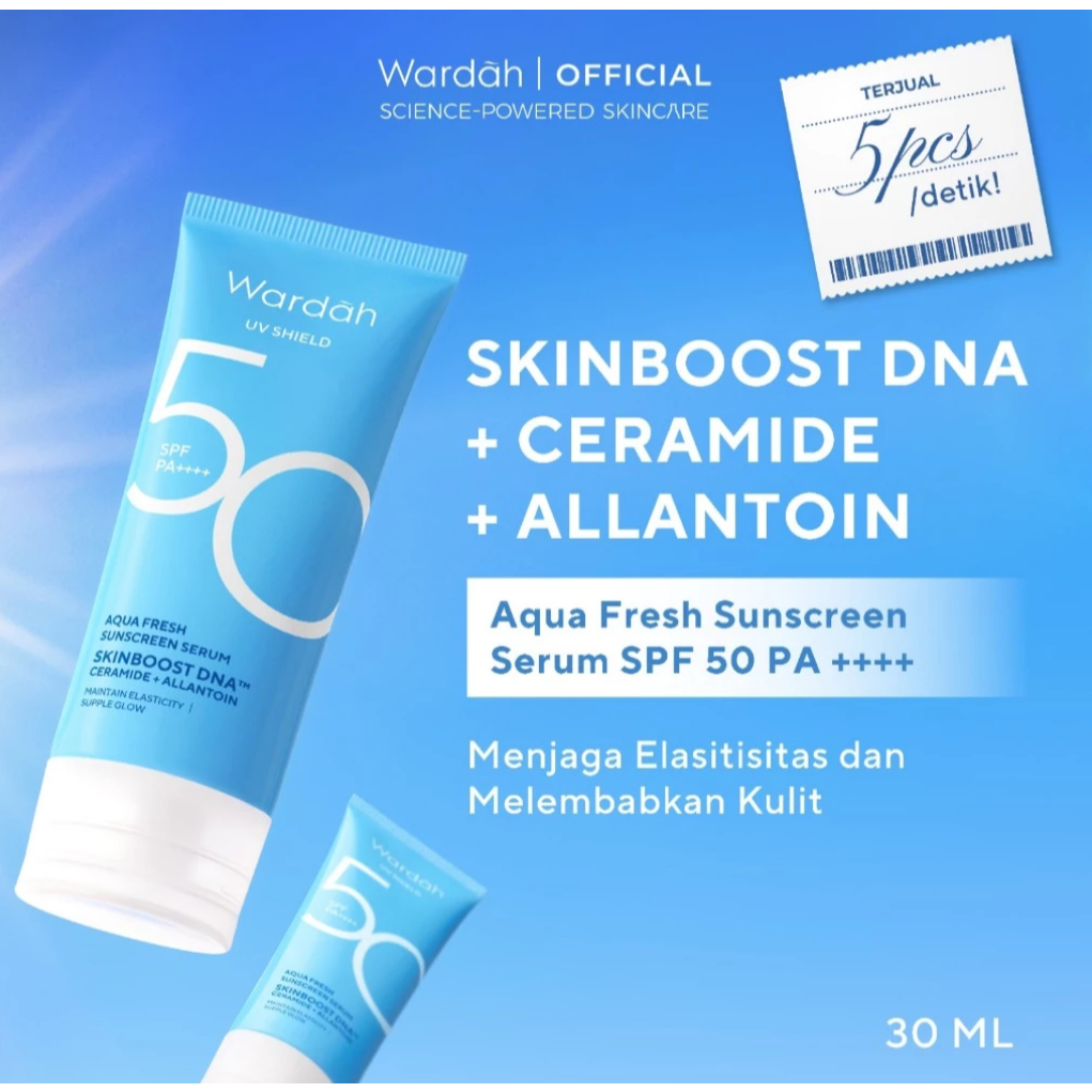 Jual Wardah UV Shield Aqua Fresh Skinboost DNA Sunscreen SPF 50 PA ...