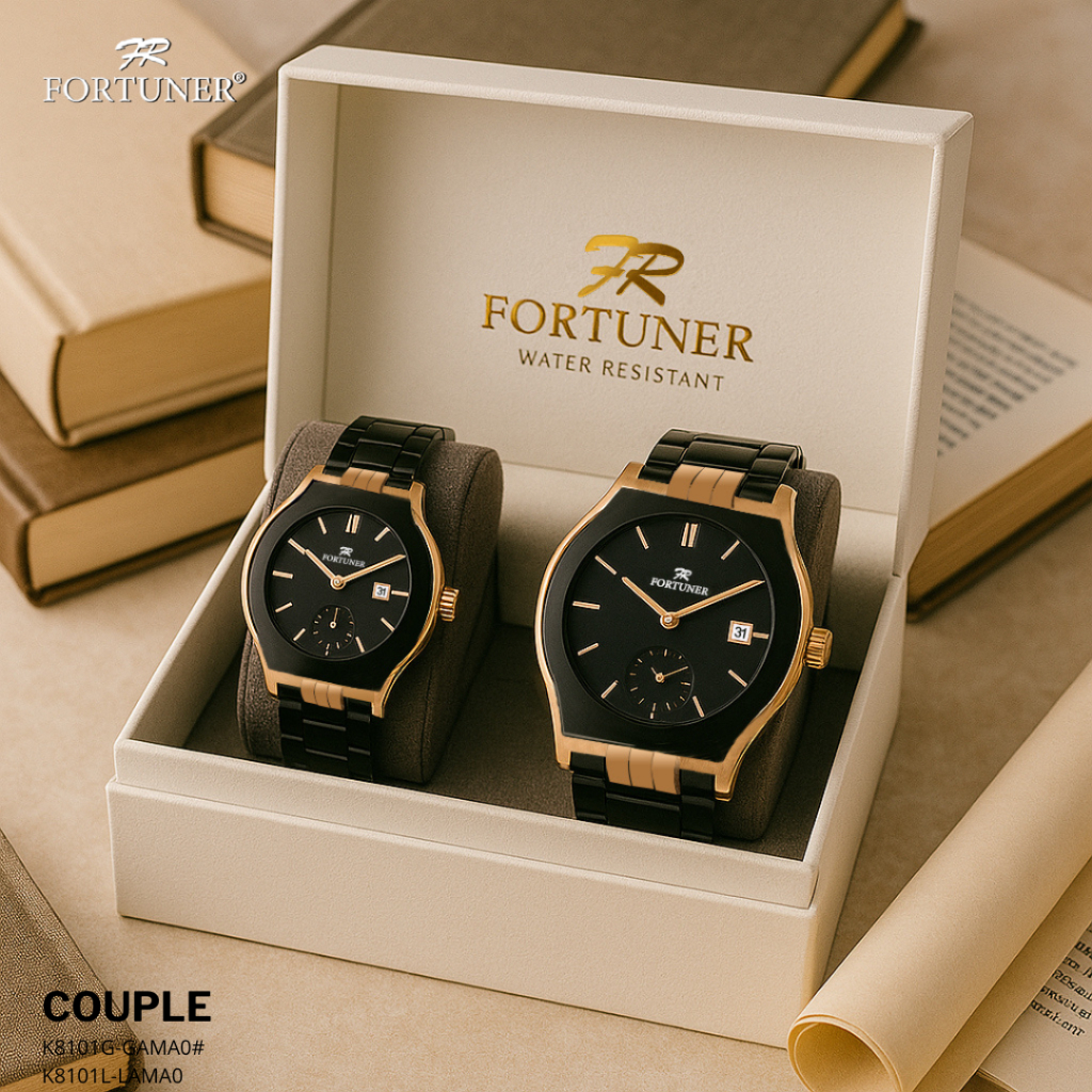 Jual Fortuner Jam Tangan Couple Analog Stainless Tahan Air Rantai Leya ...