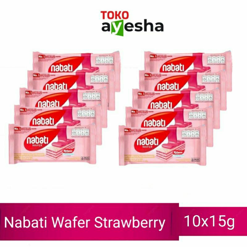 Jual Nabati Wafer Strawberry 15 gr - 1 Pack isi 10 bks | Shopee Indonesia