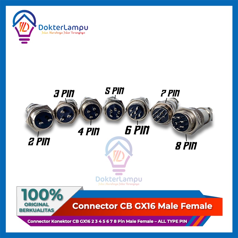 Jual Connector Konektor CB GX16 2 3 4 5 6 7 8 Pin Male Female - 2 PIN | Shopee Indonesia