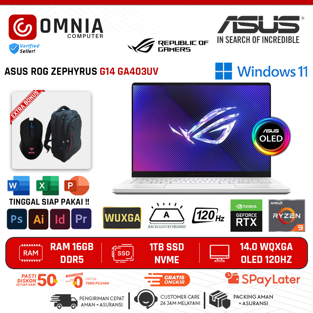 Jual Asus ROG Zephyrus G14 GA403UV Amd Ryzen 9 8945HS 16GB DDR5 2TB ...