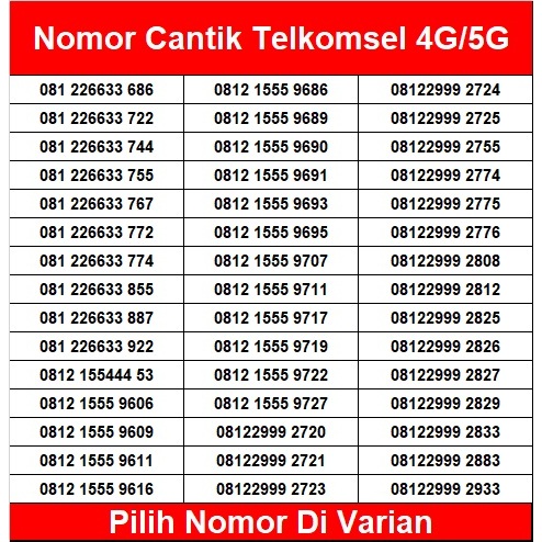 Jual Kartu Perdana Telkomsel Nomor Cantik 4G 5G List S09 | Shopee Indonesia