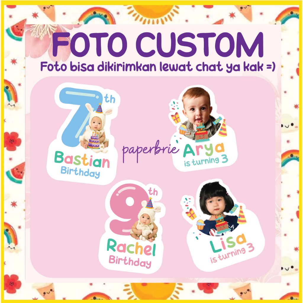 Jual Sticker Ulang Tahun Anak Foto Custom - Sticker Bento Birthday ...