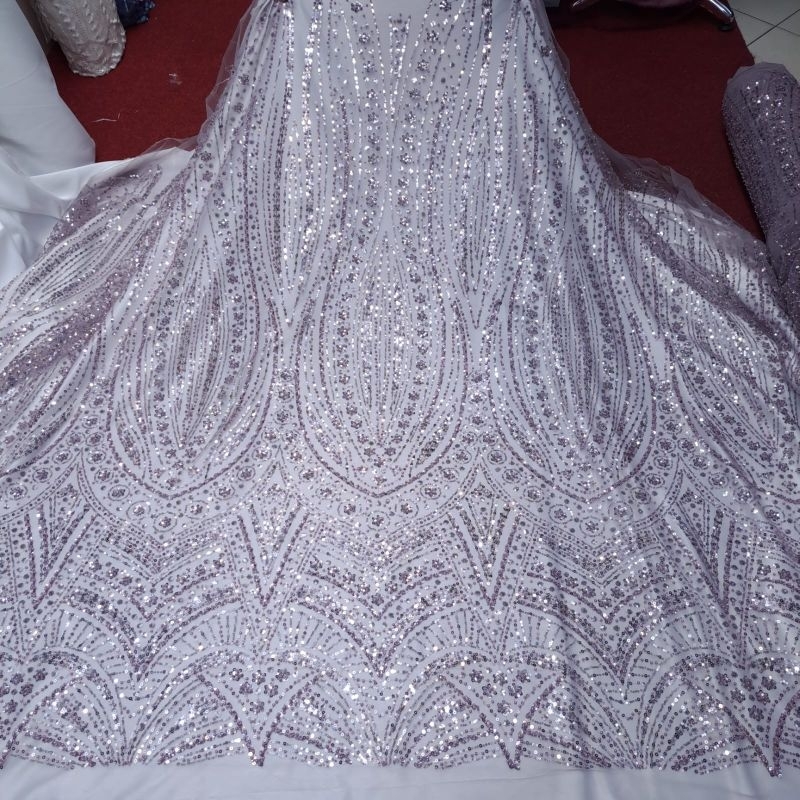Jual kain tulle salur full Payet soroschi diamond / bahan kebaya full ...
