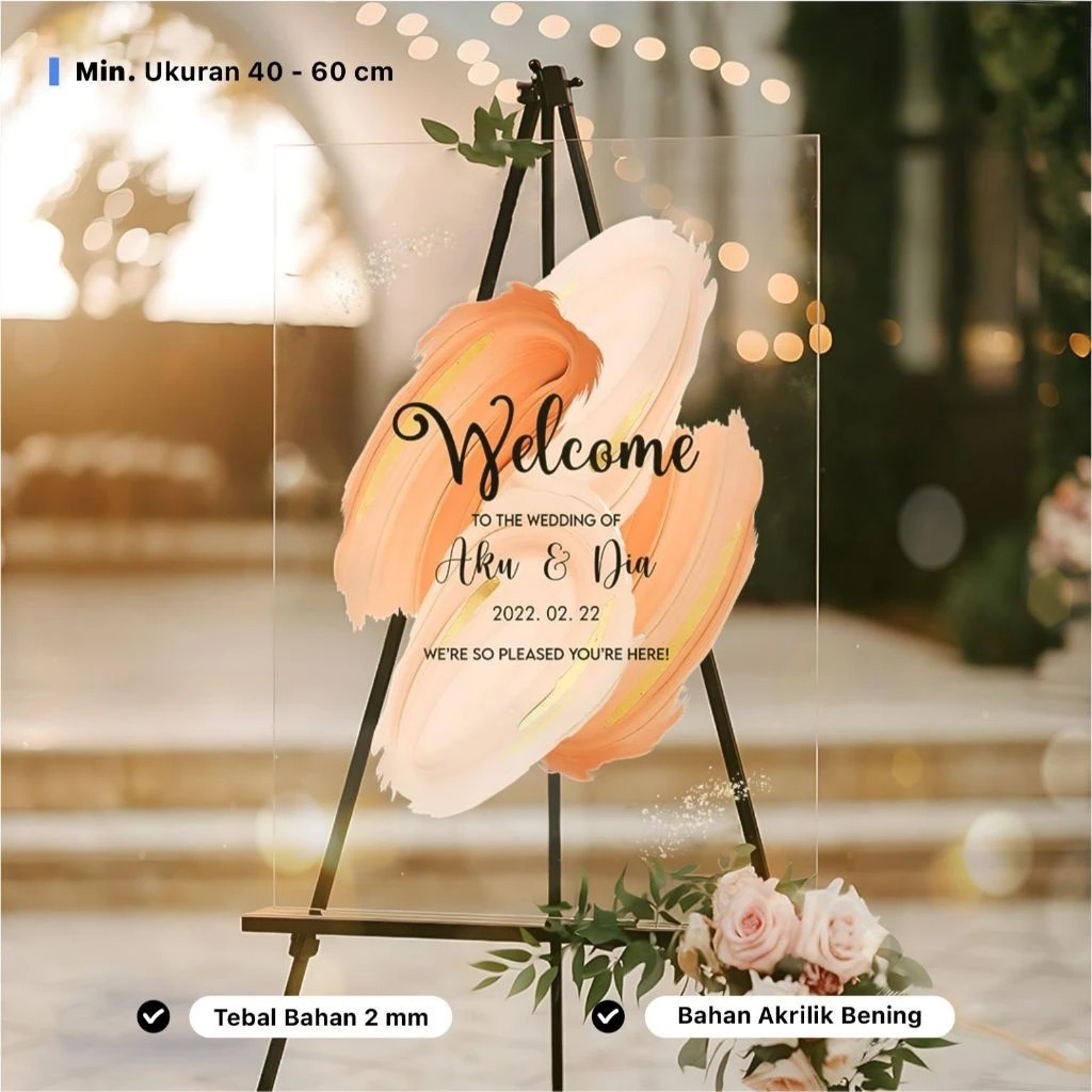 Jual Papan Ucapan Akrilik Custom Watercolor 60x40 cm - UV Print Welcome ...