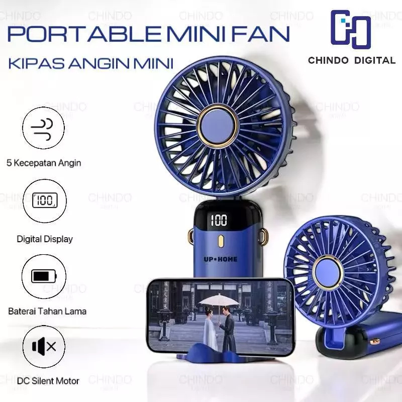 Jual [CDOS] FAN N15 Kipas Angin Lipat Mini Portable LED Display 5-Speed ...