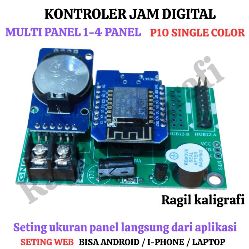 Jual Controller jam digital multi panel 1-4 panel P10 single color ...