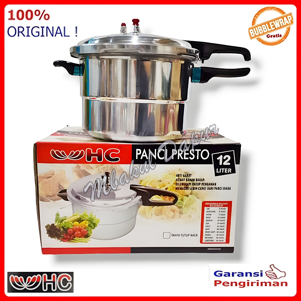 Jual Panci Presto Panci Tekanan Presto 12 8 dan 4 Liter 28 24 dan 18 Cm Plus Kukusan Steamer HC ...