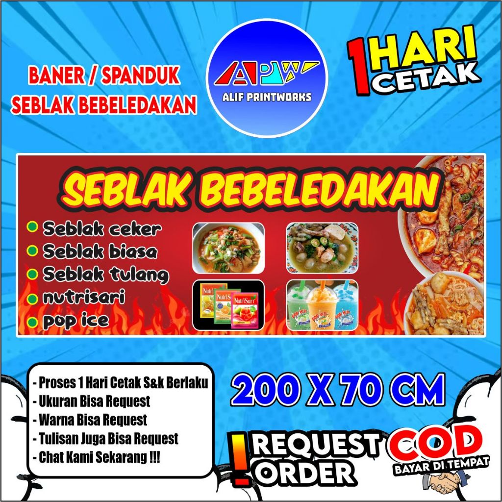 Jual Banner seblak unik / banner jualan seblak / banner warung seblak ...