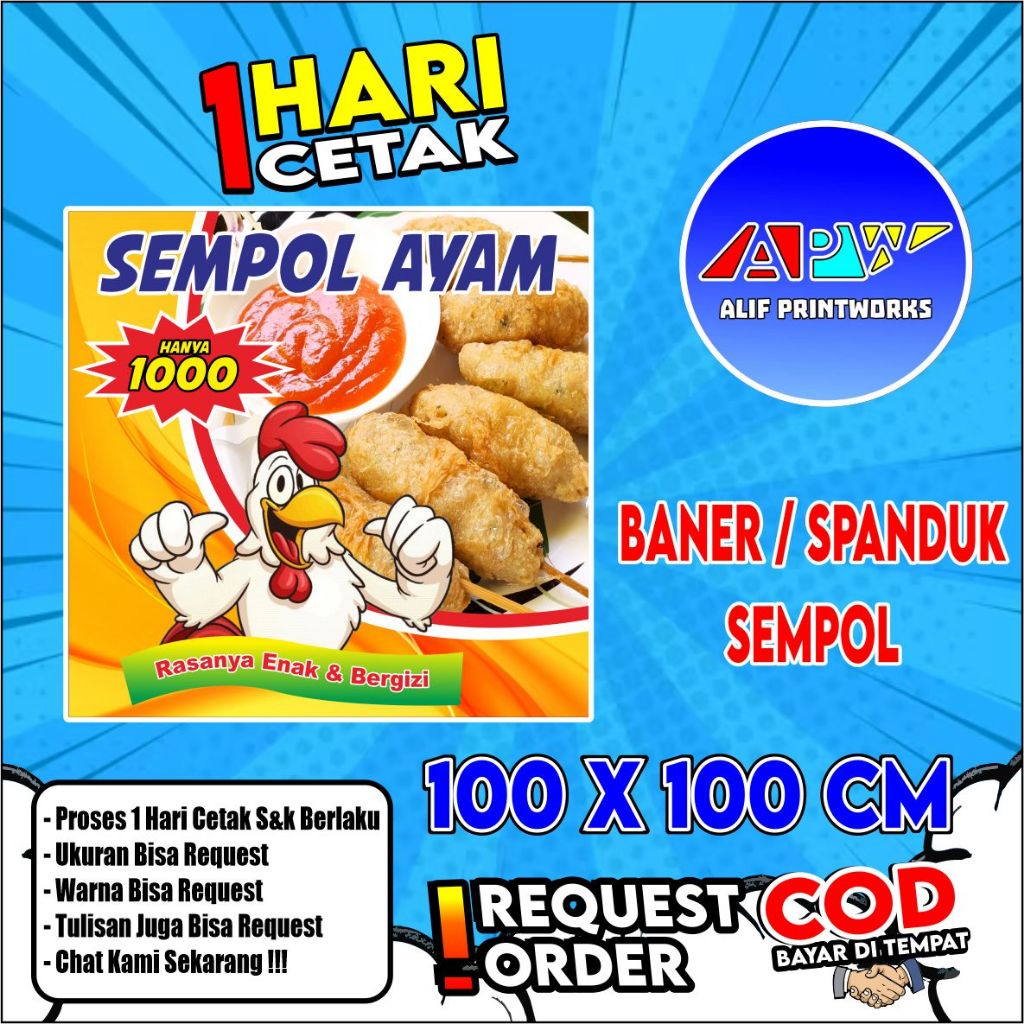 Jual Spanduk Banner Sempol Ayam / Baner Sempol Ayam 100x100 cm | Shopee ...