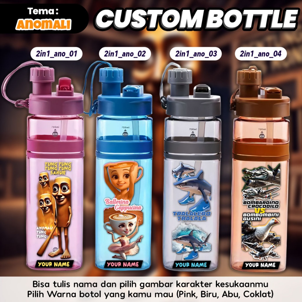 Jual BOTOL MINUM CUSTOM 2 IN 1 DESAIN KARAKTER ANOMALI / BOTOL 2IN1 GAMBAR ANOMALI TUNG TUNG ...