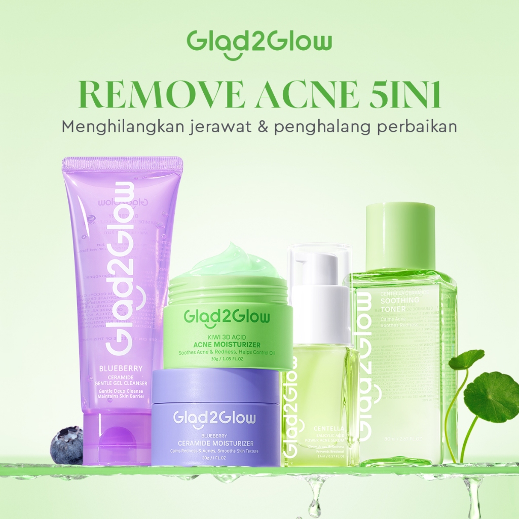 Jual [REMOVE ACNE SET]Glad2Glow Bundle all in 1 - 2/3/4/5 PCS Blueberry ...
