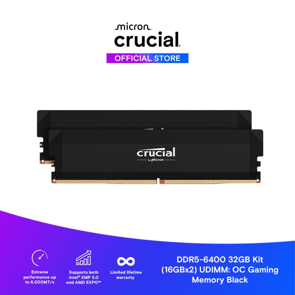 Jual Crucial Pro Overclocking DDR5-6400 32GB Kit (16GBx2) UDIMM OC ...