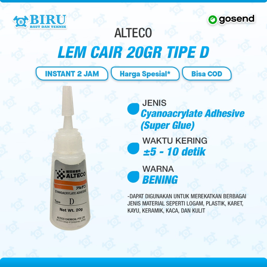 Jual Lem Alteco Botol Japan Lem Tipe Type D Cor 20g | Shopee Indonesia