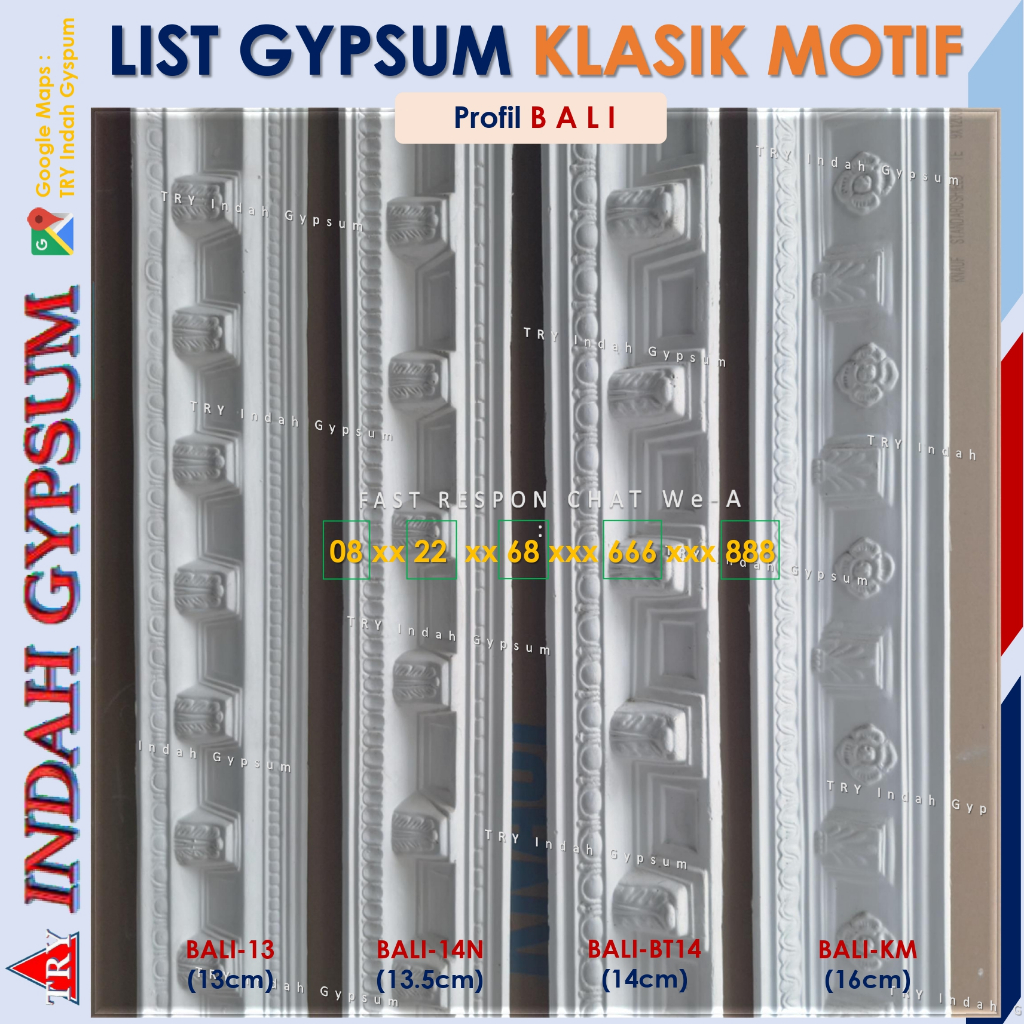 Jual List PLAFON Gypsum KLASIK motif BALI 13cm-22cm - Original TRYINDAH ...
