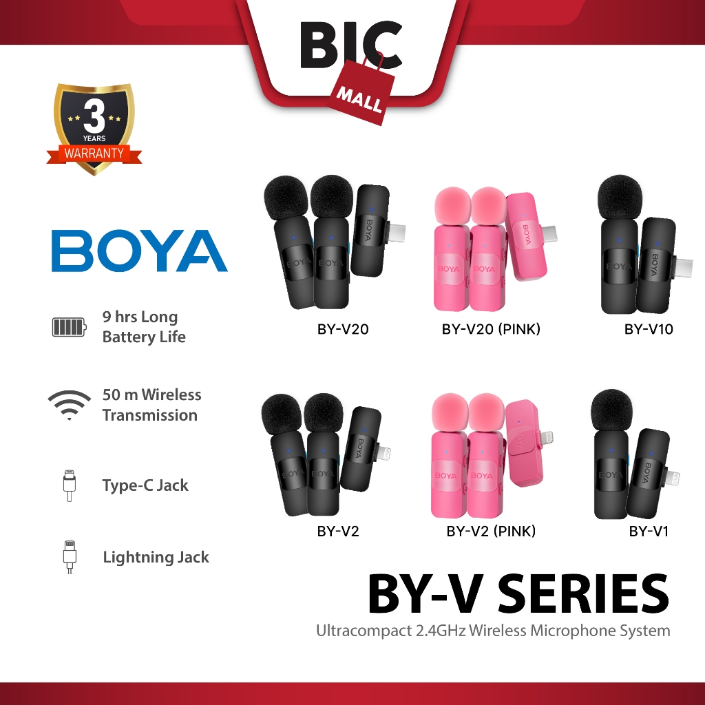 Jual [Authorised Store] BOYA BY V Series + V4 Mikrofon Clip On Nirkabel ...